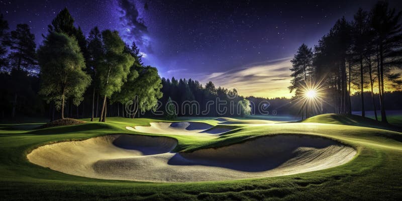 Dramatic Night Golf Course Sand Trap Long Exposure Photography Captures ...