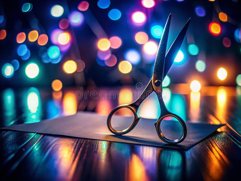 Dramatic Night Photography Captures Scissors Cutting Paper Along Dotted ...