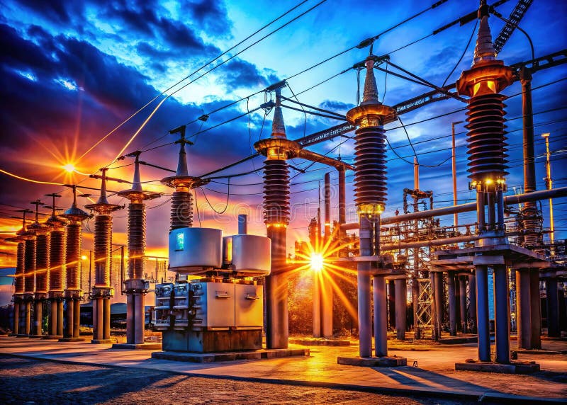 Dramatic Night Photography of a High Voltage Substation Powering the ...