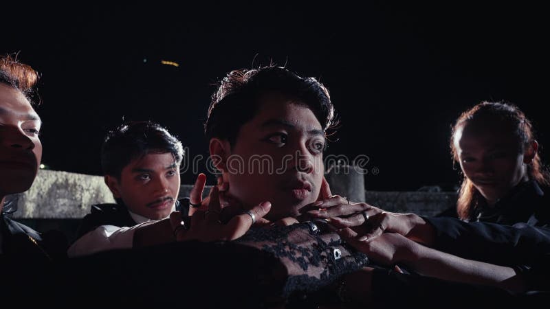 Dramatic Night Scene with Intense Emotions Stock Video - Video of ...