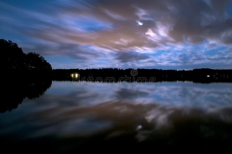 Dramatic Night Sky At Sea , Blue Dark Ocean Water Wave And Blue Sky ...