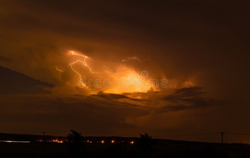 Dramatic Lightning Storm Illuminating the Night Sky. Stock Image ...