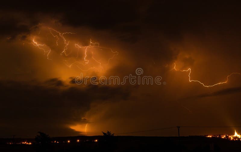 Dramatic Night Sky with Lightning during a Thunderstorm. Stock Photo ...