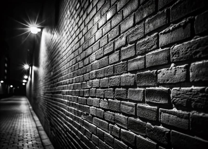 Dramatic Nighttime Brick Wall Photography a Monochromatic Masterpiece ...