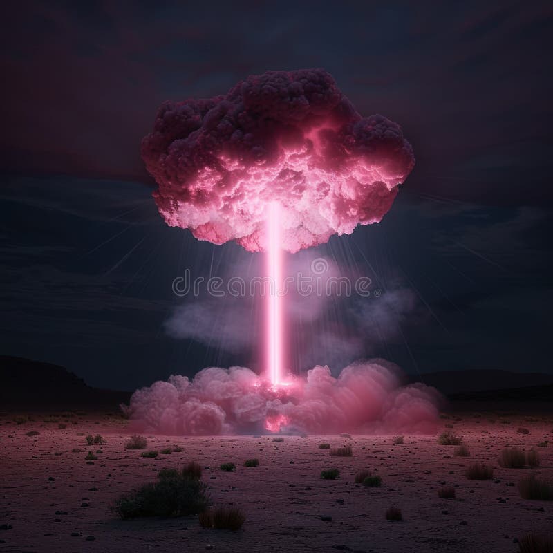 Dramatic Nuclear Explosion in Desert Landscape Stock Illustration ...