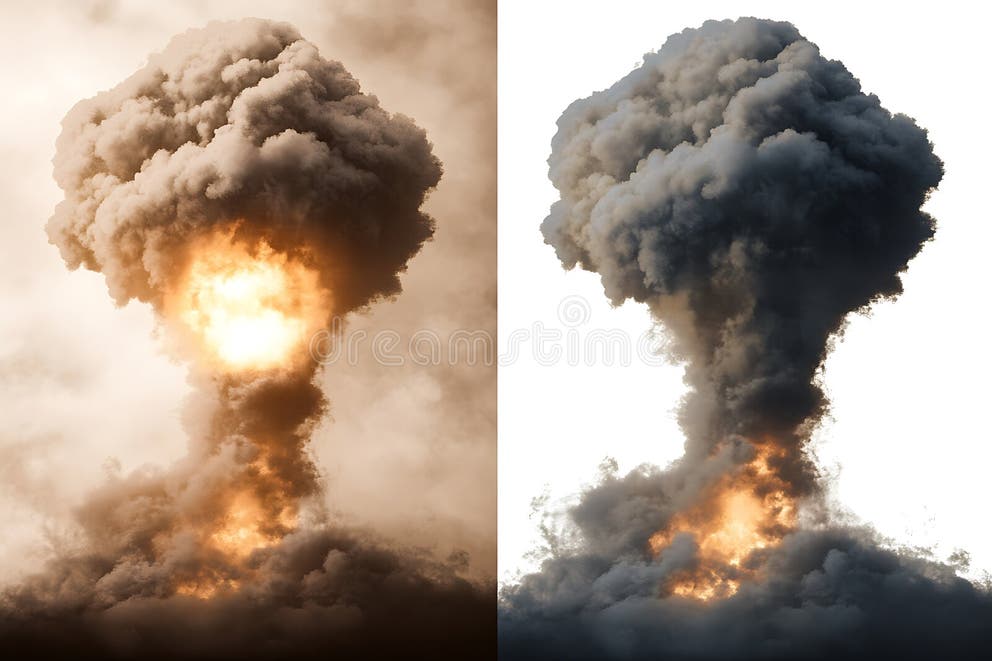 Dramatic Nuclear Explosion Smoke Plume Realistic 3D Render with Alpha ...