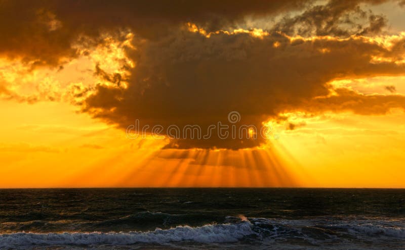 Dramatic ocean sunset stock photo. Image of cloud, wales - 36337830