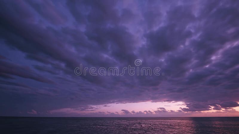 Dramatic Ocean Sunset with Purple Clouds, Serene Seascape View. Nature ...