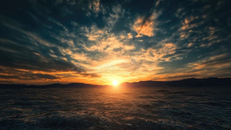 Dramatic Ocean Sunset with Vibrant Sky and Calm Waves Stock Photo ...