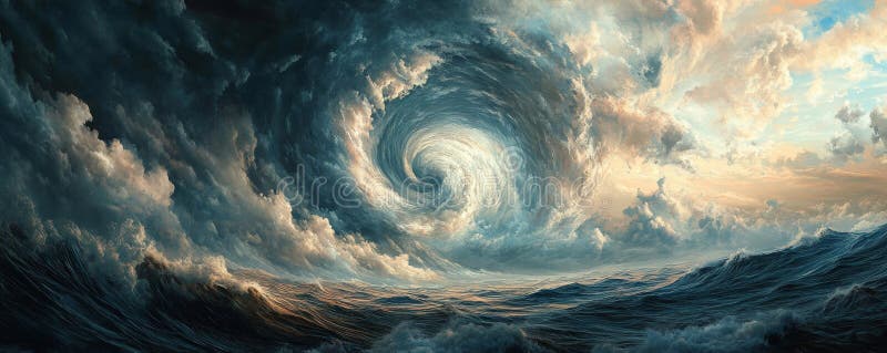 Dramatic Ocean Vortex Under Stormy Skies, Powerful Natural Phenomenon ...