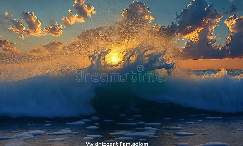 Dramatic Ocean Wave at Sunset Stock Video - Video of scenic, tranquil ...