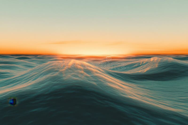 Dramatic Ocean Waves Illuminated by a Vibrant Sunset at the Horizon ...