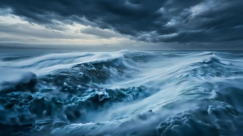 Dramatic Ocean Waves Under Stormy Clouds Stock Video - Video of scenic ...