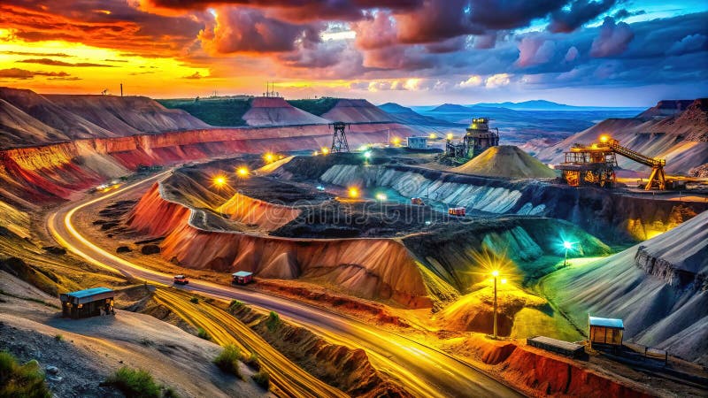 Dramatic OpenPit Coal Mine Excavation a Powerful Visual of Industrial ...