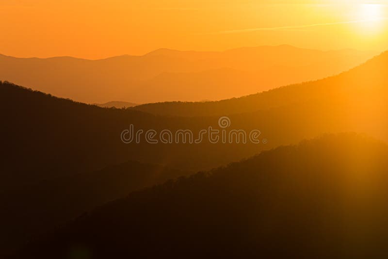 Dramatic Orange Color Defines the Ridges of the Blue Ridge Mountains ...