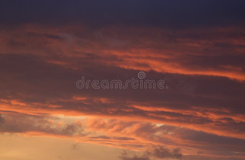 Dramatic Orange Pink Colored Clouds in Sunset Sky Stock Image - Image ...