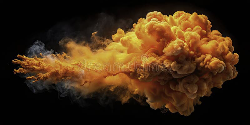 Dramatic Orange Smoke Explosion on Black Background Powerful Visuals ...