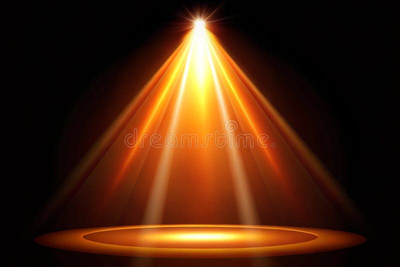 Orange Spotlight on Stage or Gods Rays Isolated on Black Background ...