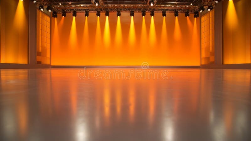 Dramatic Orange Stage Backdrop Illuminated by Spotlights, a Captivating ...