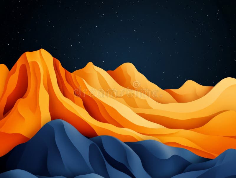 Dramatic Orange and Yellow Mountain Landscape with Gradient Textures ...