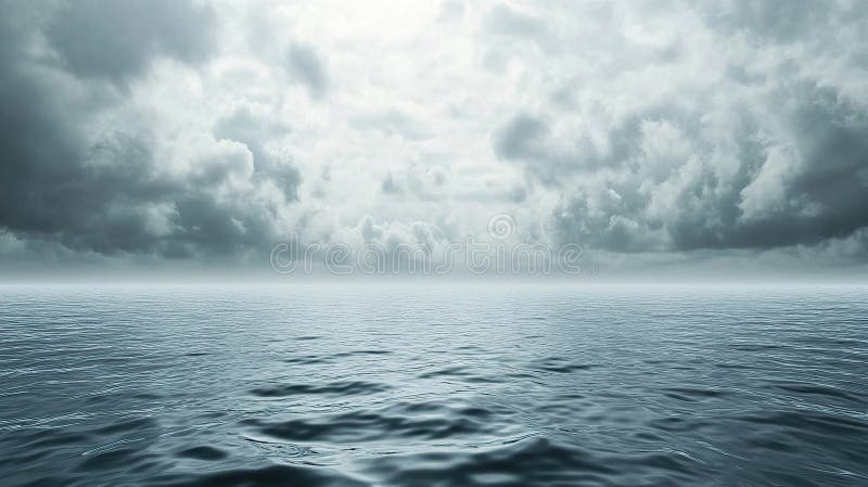 Dramatic Overcast Sky Over Calm Ocean Stock Image - Image of tranquil ...