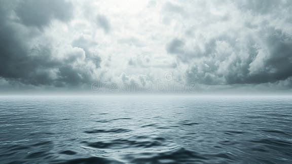 Dramatic Overcast Sky Over Calm Ocean Stock Image - Image of tranquil ...