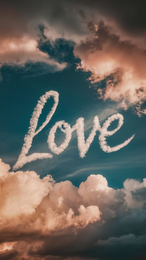 Dramatic Overcast Sky with Stylized "Love" Text in White Script Stock ...