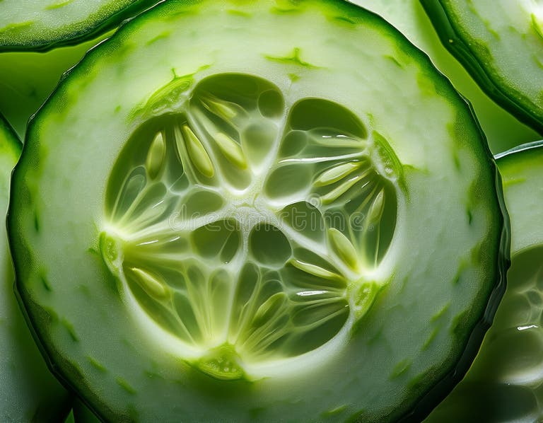A Dramatic Overhead Shot of a Sliced Cucumber with Overlapping Pieces ...