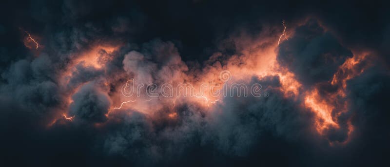 Dramatic Overlay of Smoke with Lightning Creating Chaos Against a Dark ...
