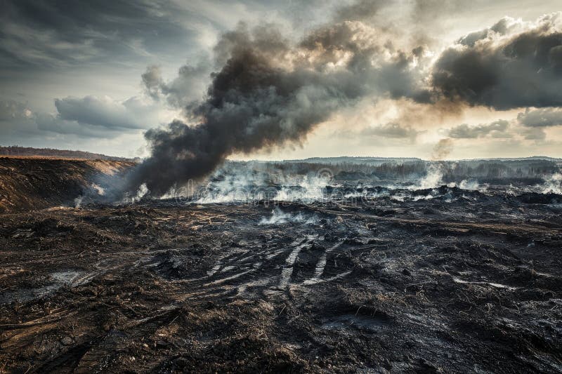 Dramatic Painting of a War-torn Wasteland Scarred by Conflict Stock ...