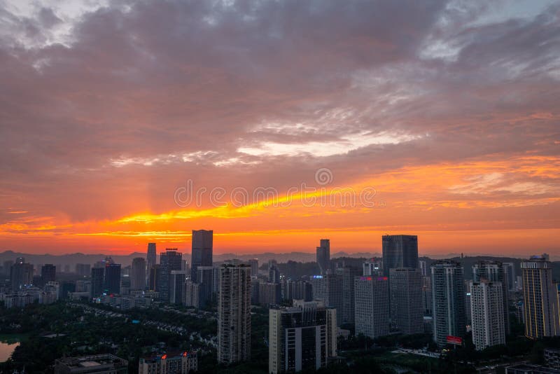Dramatic Evening Sky at Sunset Over Chongqing City Stock Image - Image ...