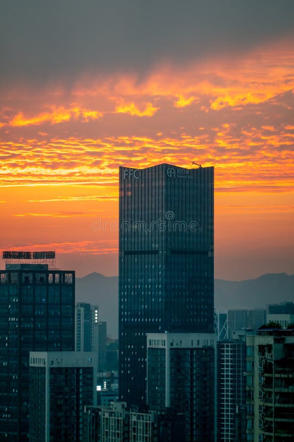 Dramatic Evening Sky at Sunset Over Chongqing City Stock Image - Image ...