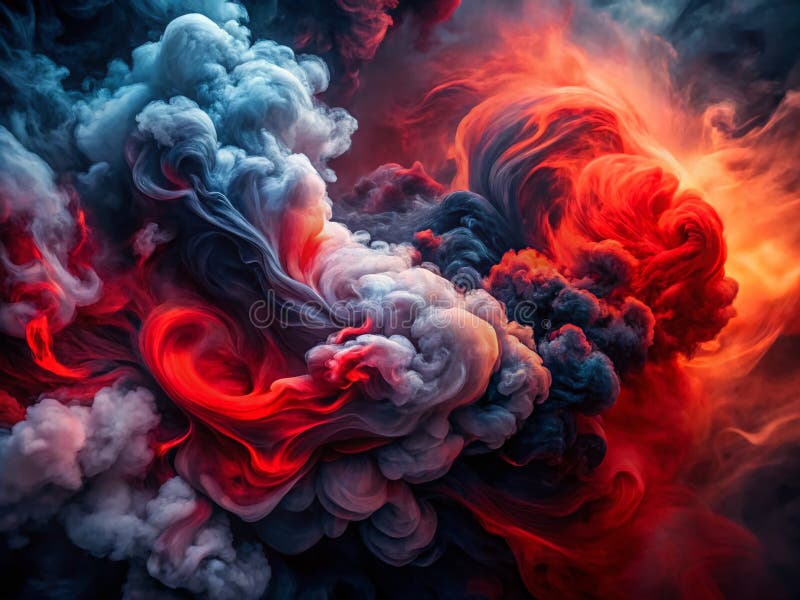 Dramatic Panoramic Black and Red Smoke Artwork an Abstract Background ...