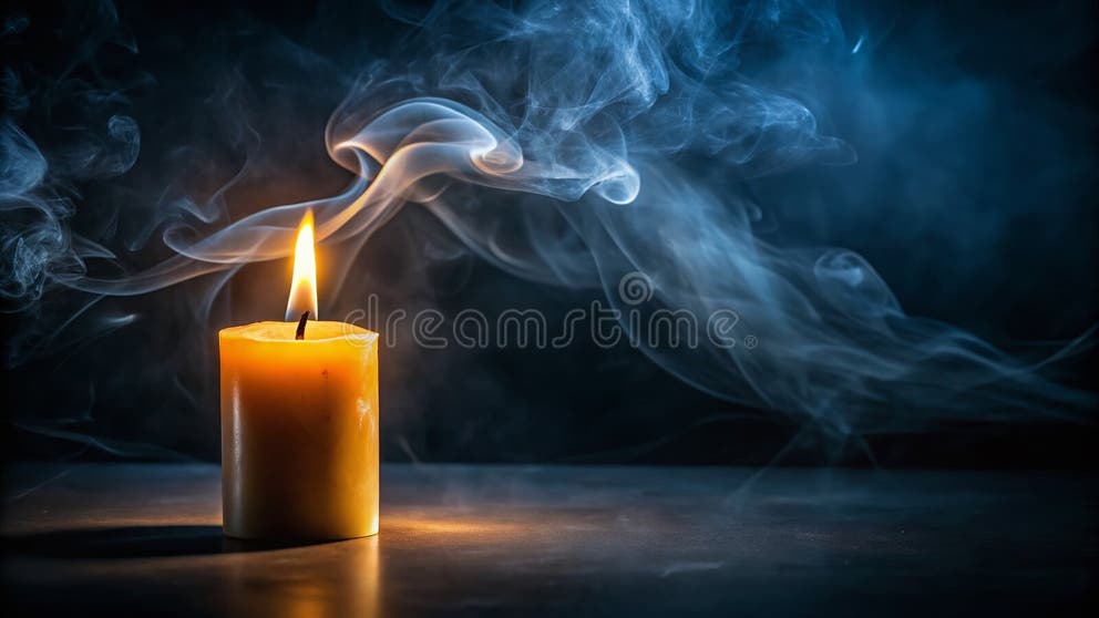 Dramatic Panoramic View of a Burning Candle Flame Against a Striking ...