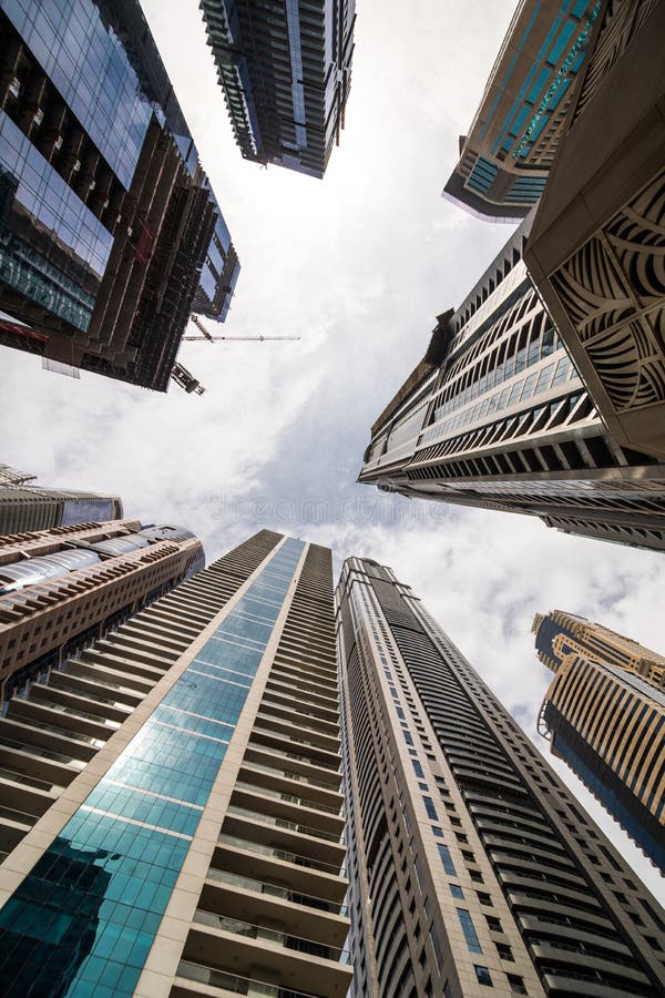 Dramatic Perspective with Low Angle View of Skyscrapers Looking Up To ...
