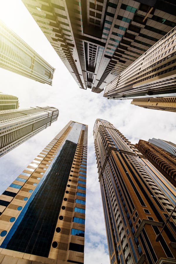 Dramatic Perspective with Low Angle View of Skyscrapers Looking Up To ...