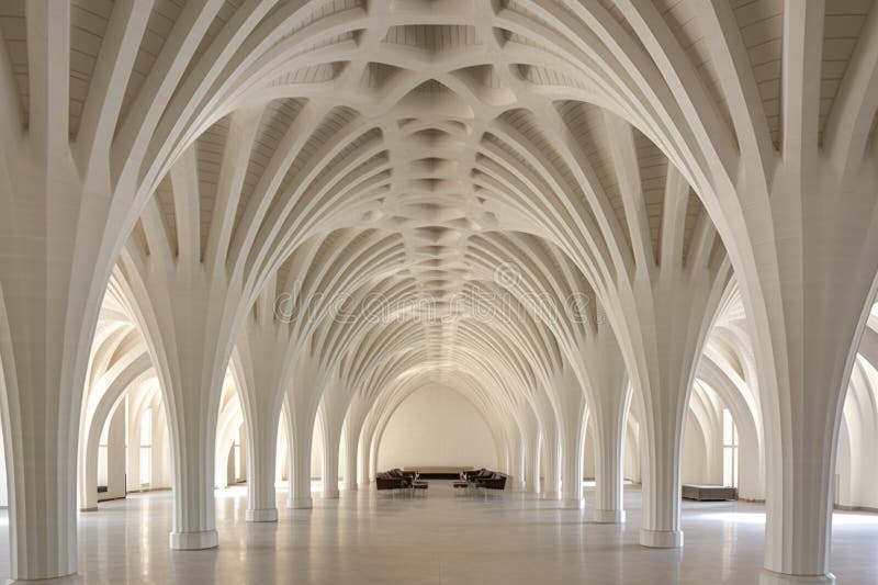 Dramatic Perspective of Ribbed Ceiling Arches Stock Illustration ...