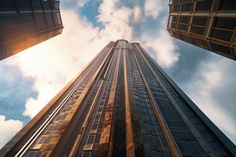 Dramatic Perspective of a Towering Urban Skyscraper Stock Illustration ...