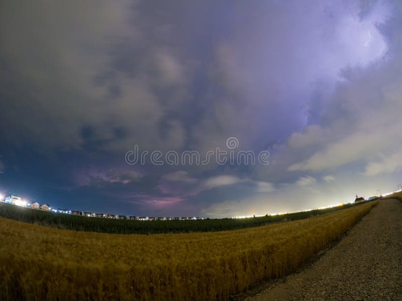 Dramatic Phenomenon of Nature with Lightning Falling from the Sky on ...