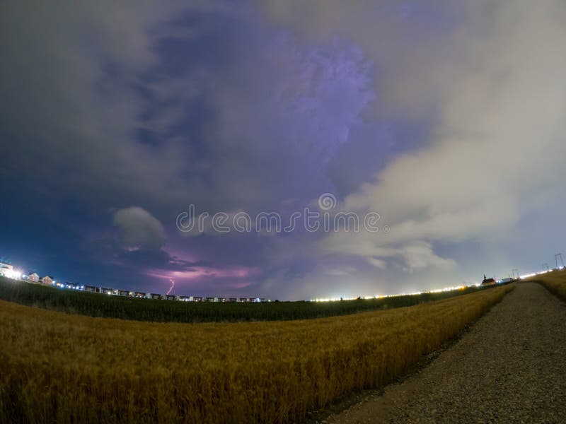Dramatic Phenomenon of Nature with Lightning Falling from the Sky on ...