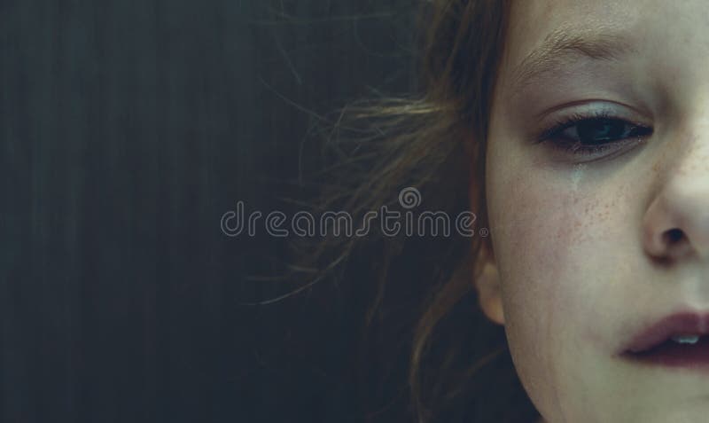 Dramatic Photo of a Crying Kid Girl Stock Image - Image of emotional ...
