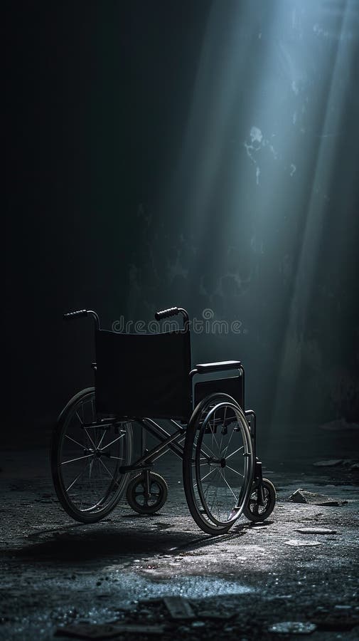 Dramatic Photo of Wheelchair in Dark House Interior Stock Illustration ...