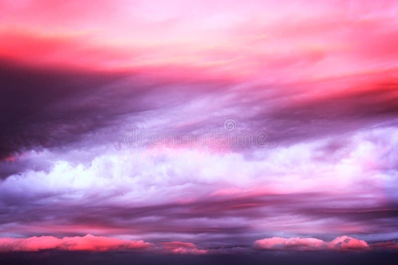 Dramatic Pink Clouds on Sunset Sky Stock Image - Image of cloud ...
