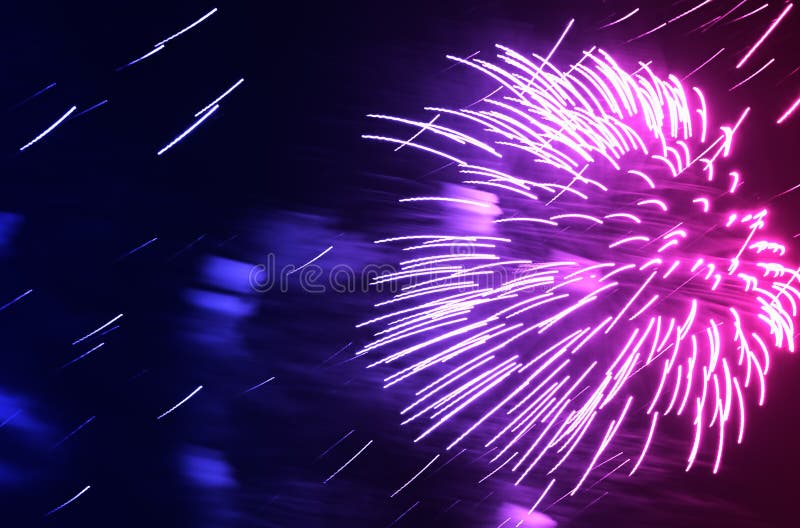 Purple fireworks in sky stock photo. Image of firecracker - 146118002