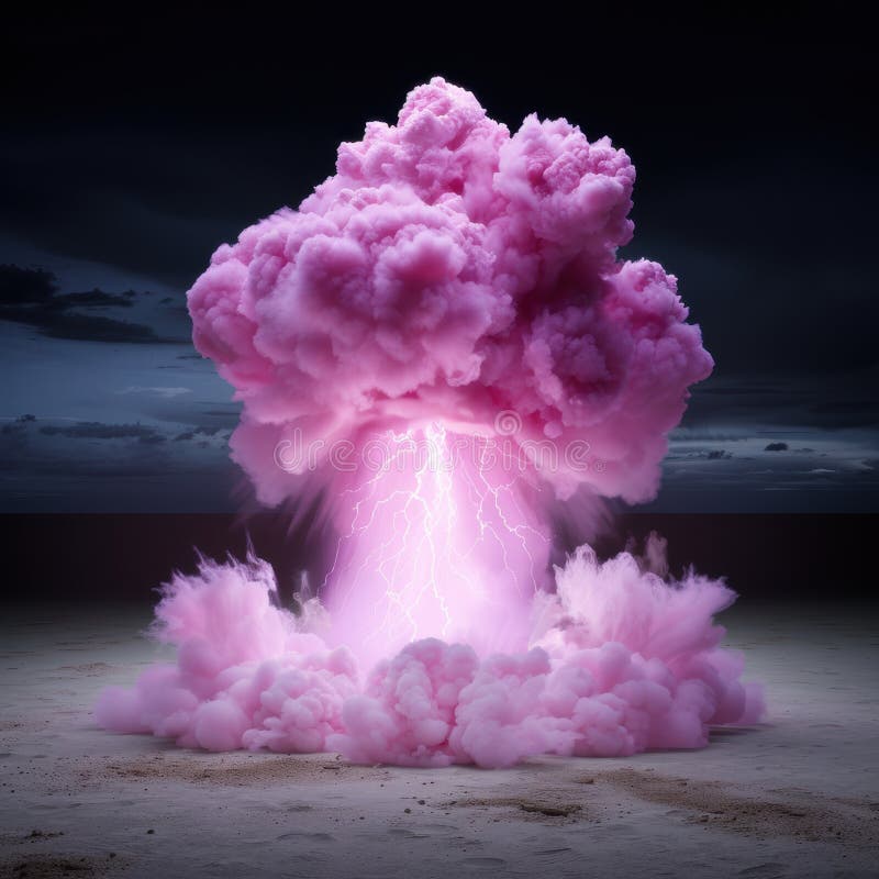 Dramatic Pink Smoke Explosion with Lightning Stock Illustration ...