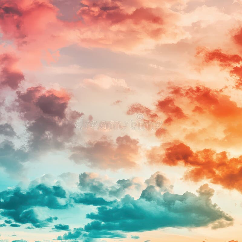 Dramatic Pink and Teal Clouds at Sunset Stock Image - Image of ...