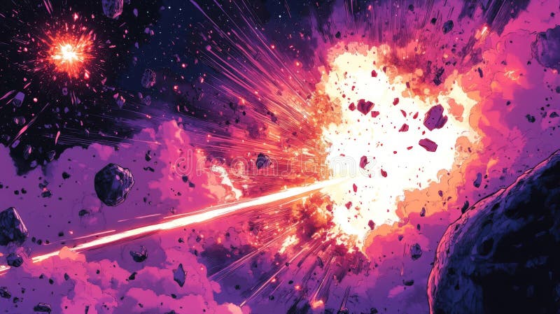 Dramatic Pixel Art Explosion with Fiery Light and Celestial Objects in ...