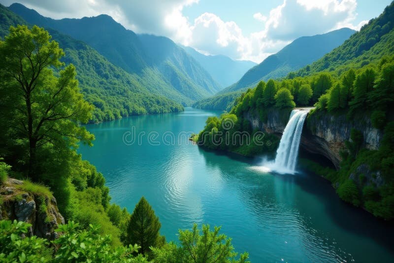 Dramatic Plitvice Lakes Vista, Multiple Waterfalls, Lush Greenery ...