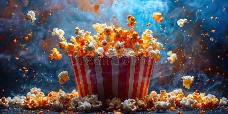 Dramatic Popcorn Explosion with Smoke Stock Photo - Image of bright ...