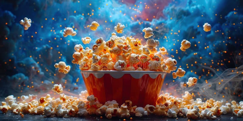 Dramatic Popcorn Explosion with Smoke Stock Image - Image of playful ...